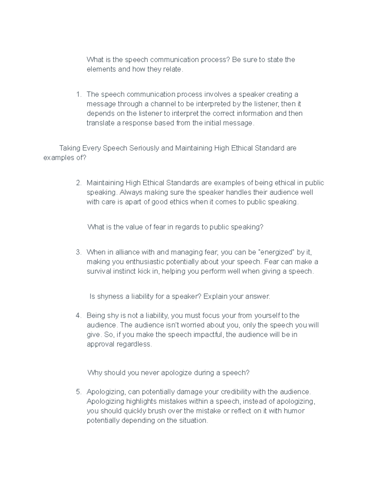 Public Speaking work - What is the speech communication process? Be ...