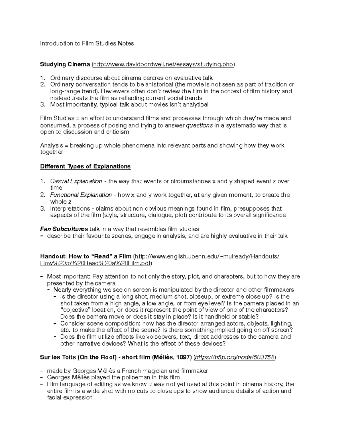 IFS Notes Compiled - Summary Introduction to Film Studies ...