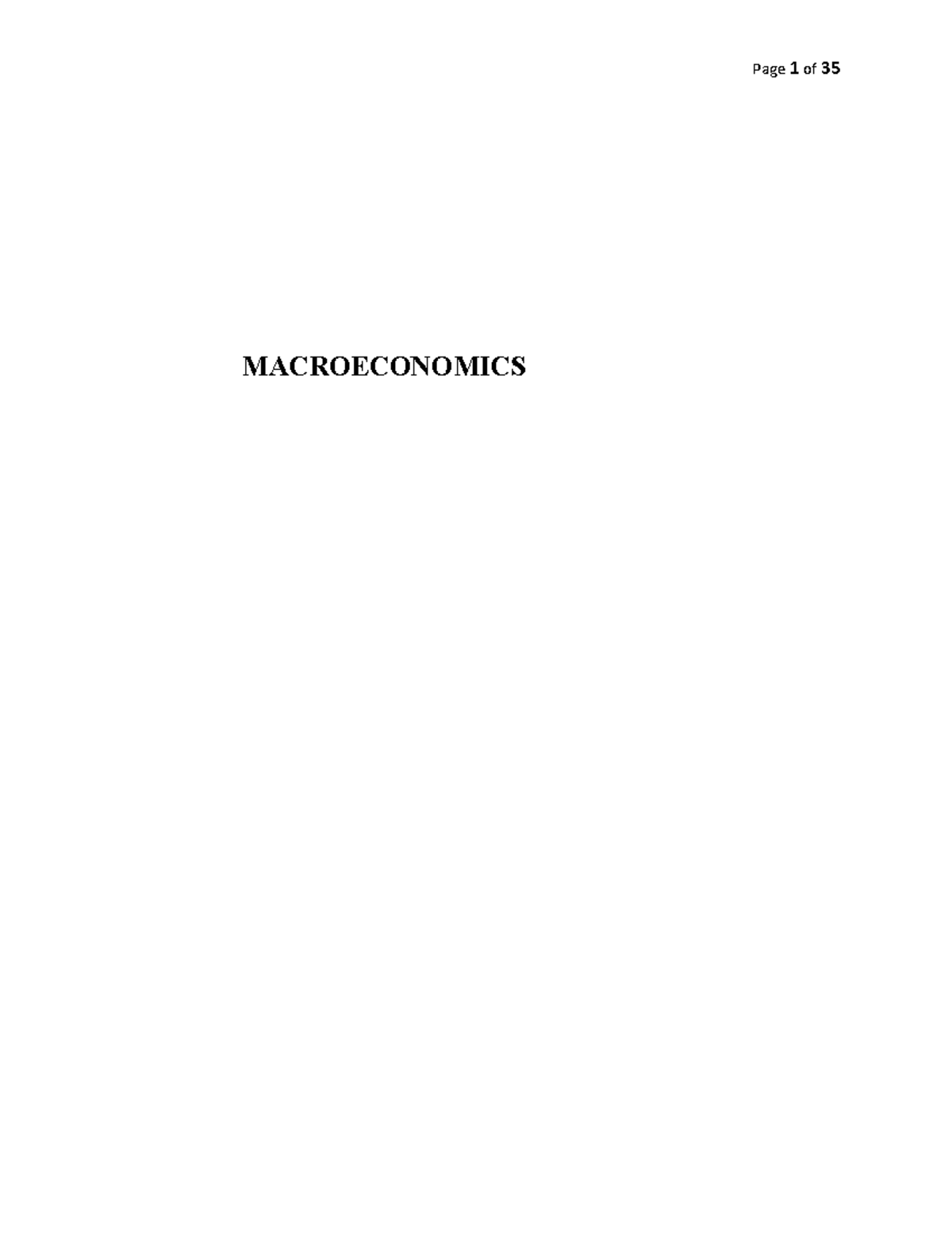 Macroeconomics lecture notes - MACROECONOMICS INTRODUCTION Macro ...