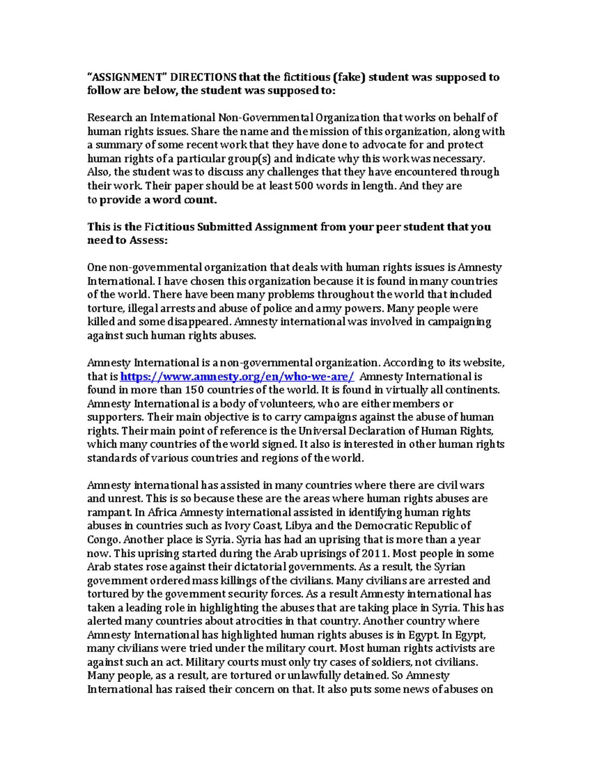 Unit 2 - Fictitious Student Assignment - **“ASSIGNMENT" DIRECTIONS that ...