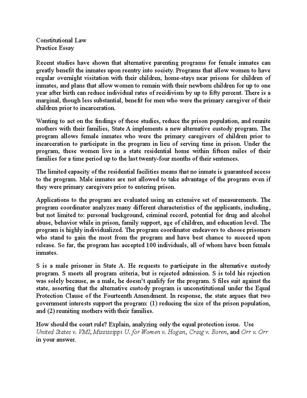 Constitutional Law EP Practice Essay S2022 - Constitutional Law ...