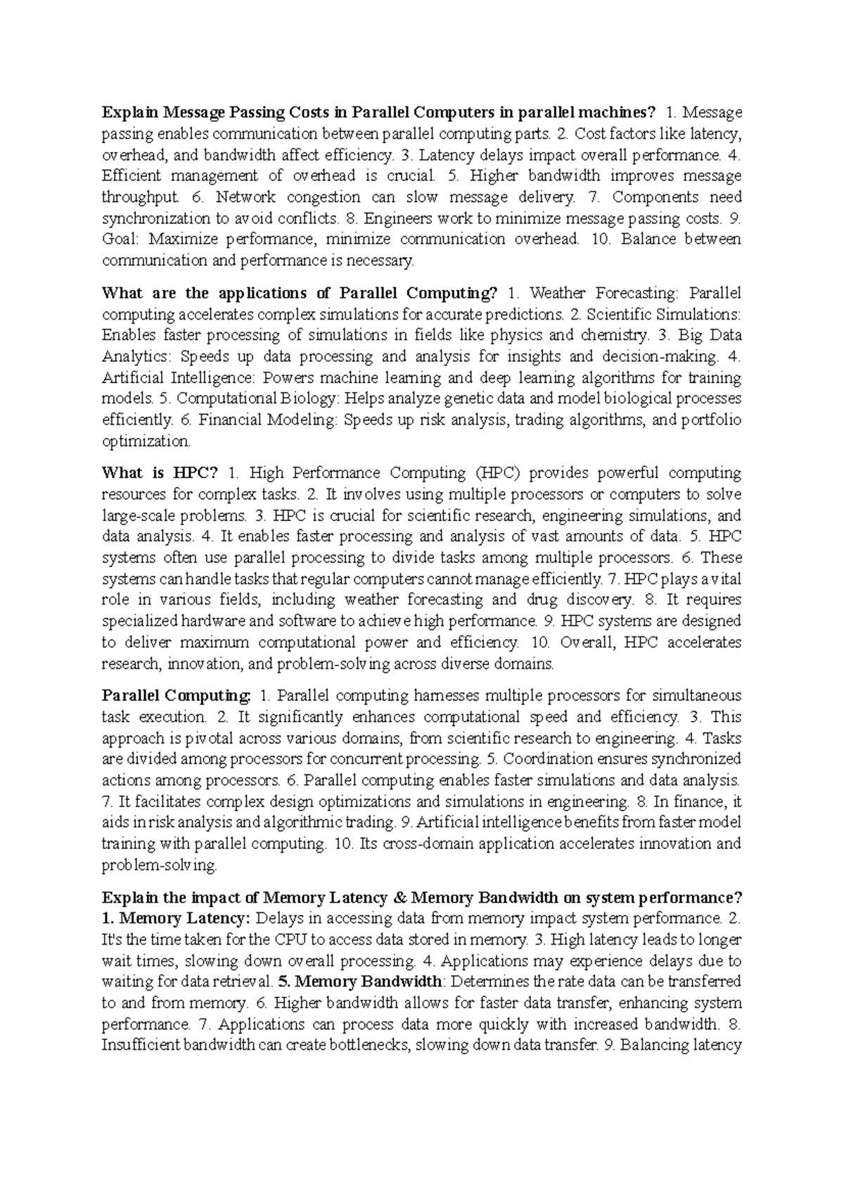HPC Insem 2024 Fly High Services - Reading - Explain Message Passing Costs in Parallel Computers ...