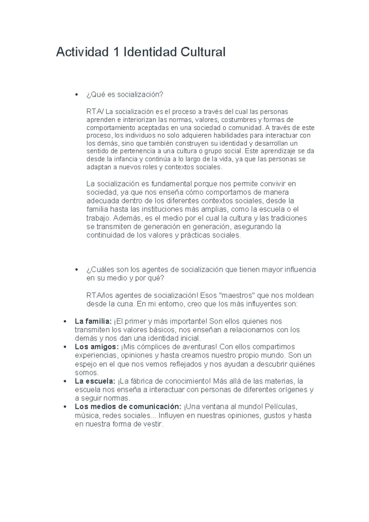 Trabajo identidad juan arambula 1 - Actividad 1 Identidad Cultural ¿Qué ...