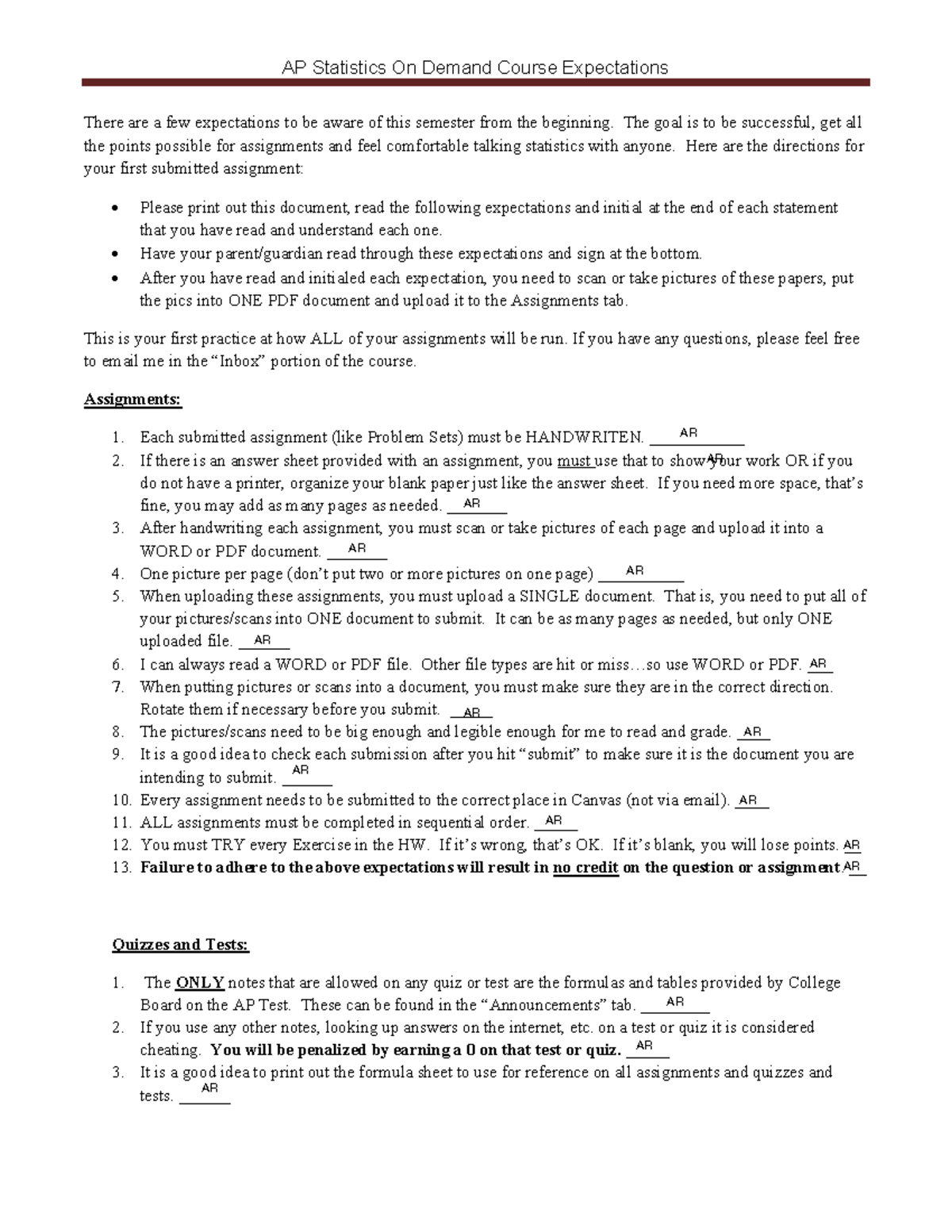 Course Expectations AP Statistics - OD 2022-1-2-1 - AP Statistics On ...