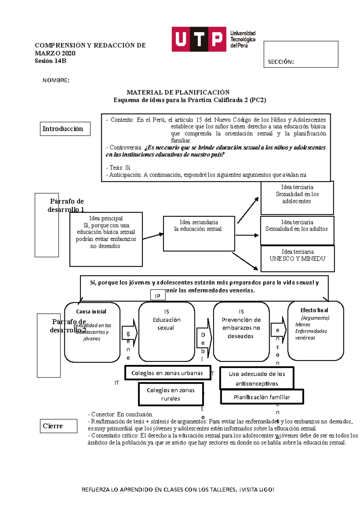 S14.s2-BResuelve ejercicios AQP- PC2 - Esquema de redacción- marzo 2020-rdez. - COMPRENSIÓN Y ...