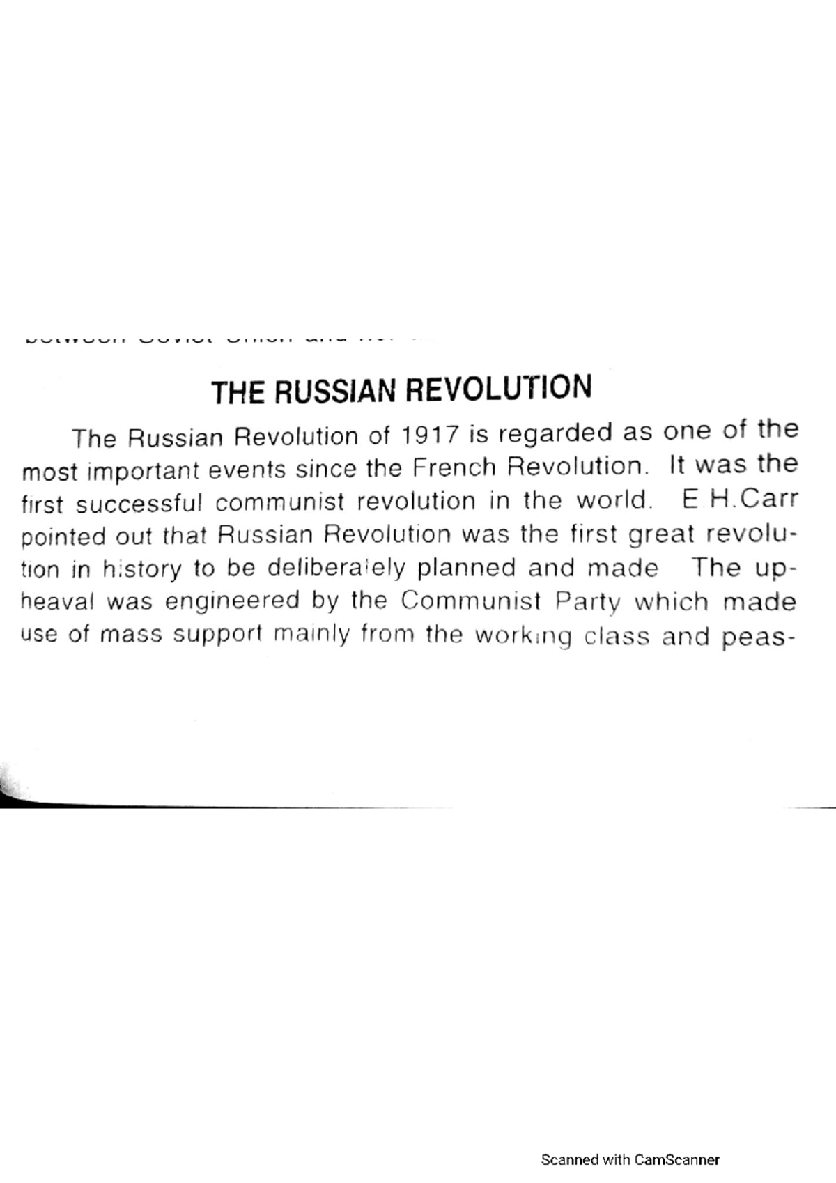Russian revolution - Transition to the contemporary world - Studocu