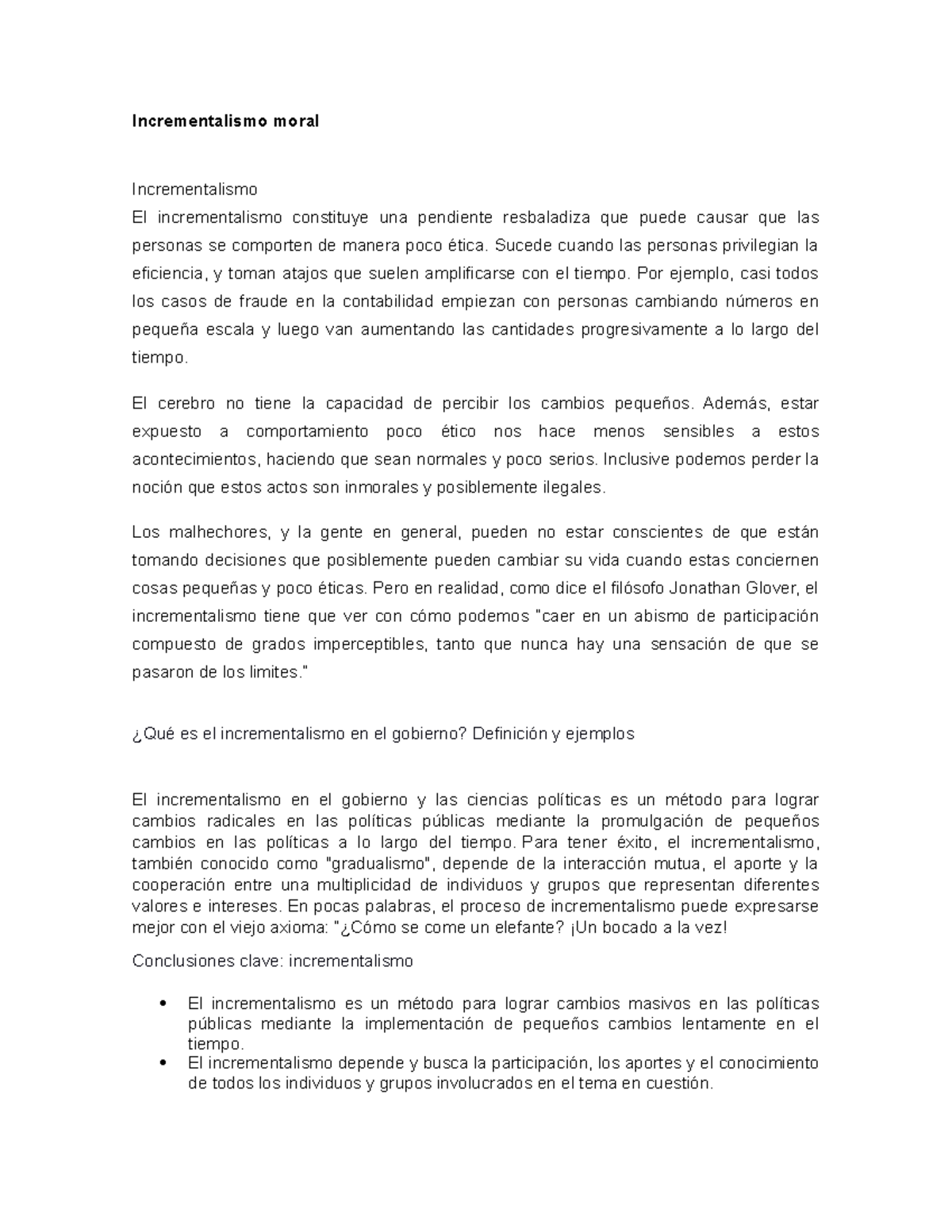 Incrementalismo moral - Incrementalismo moral Incrementalismo El ...