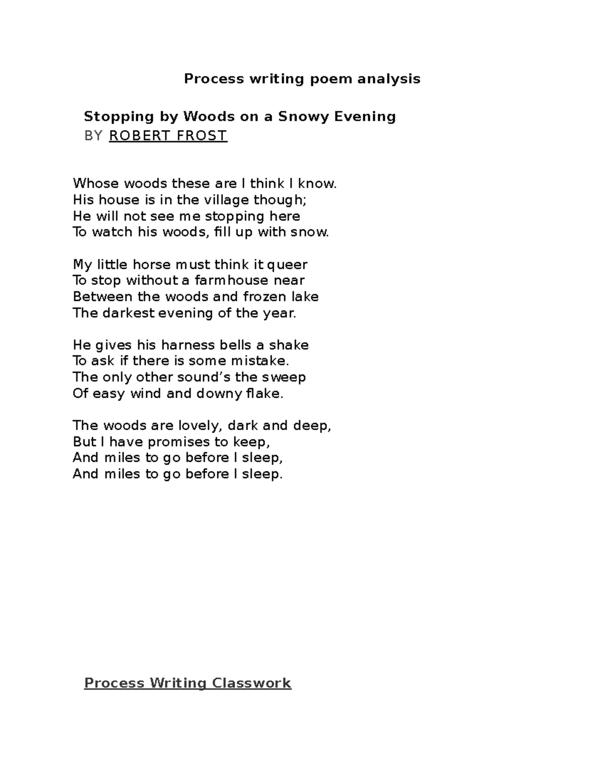 Process writing poem analysis - Desarrollado - Process writing poem ...