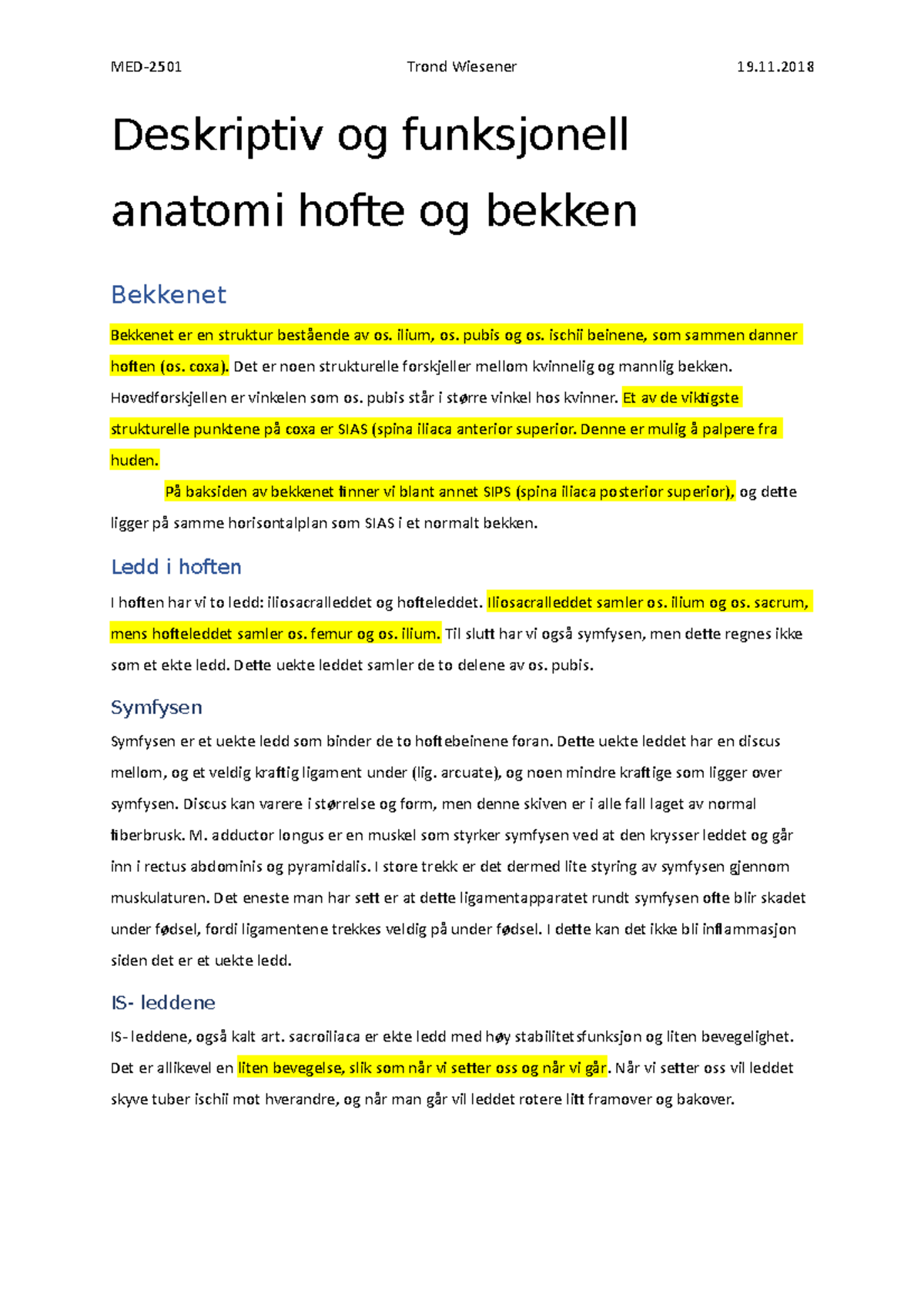 Deskriptiv og funksjonell anatomi hofte og bekken - Deskriptiv og ...