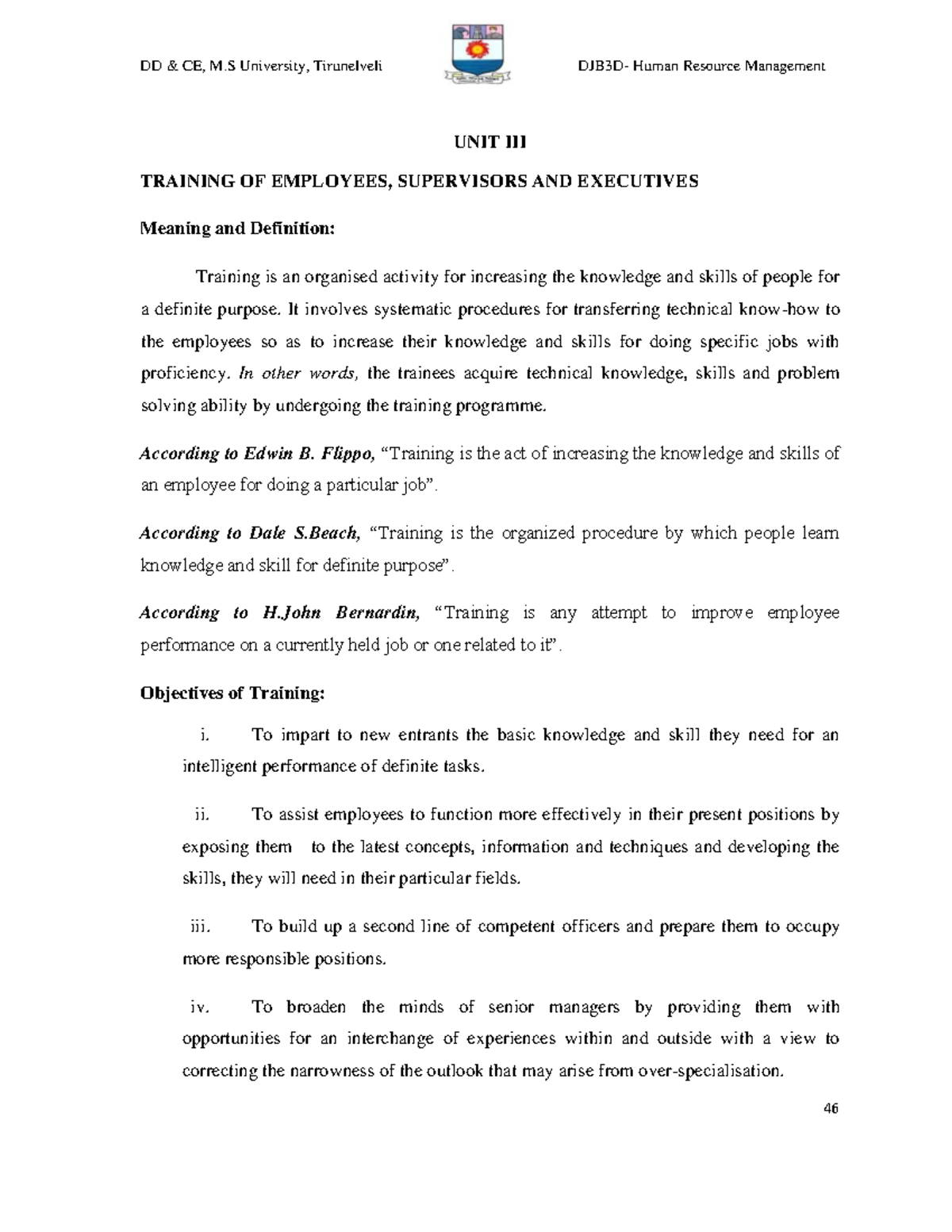 Human Resource Management unit 3 - UNIT III TRAINING OF EMPLOYEES ...