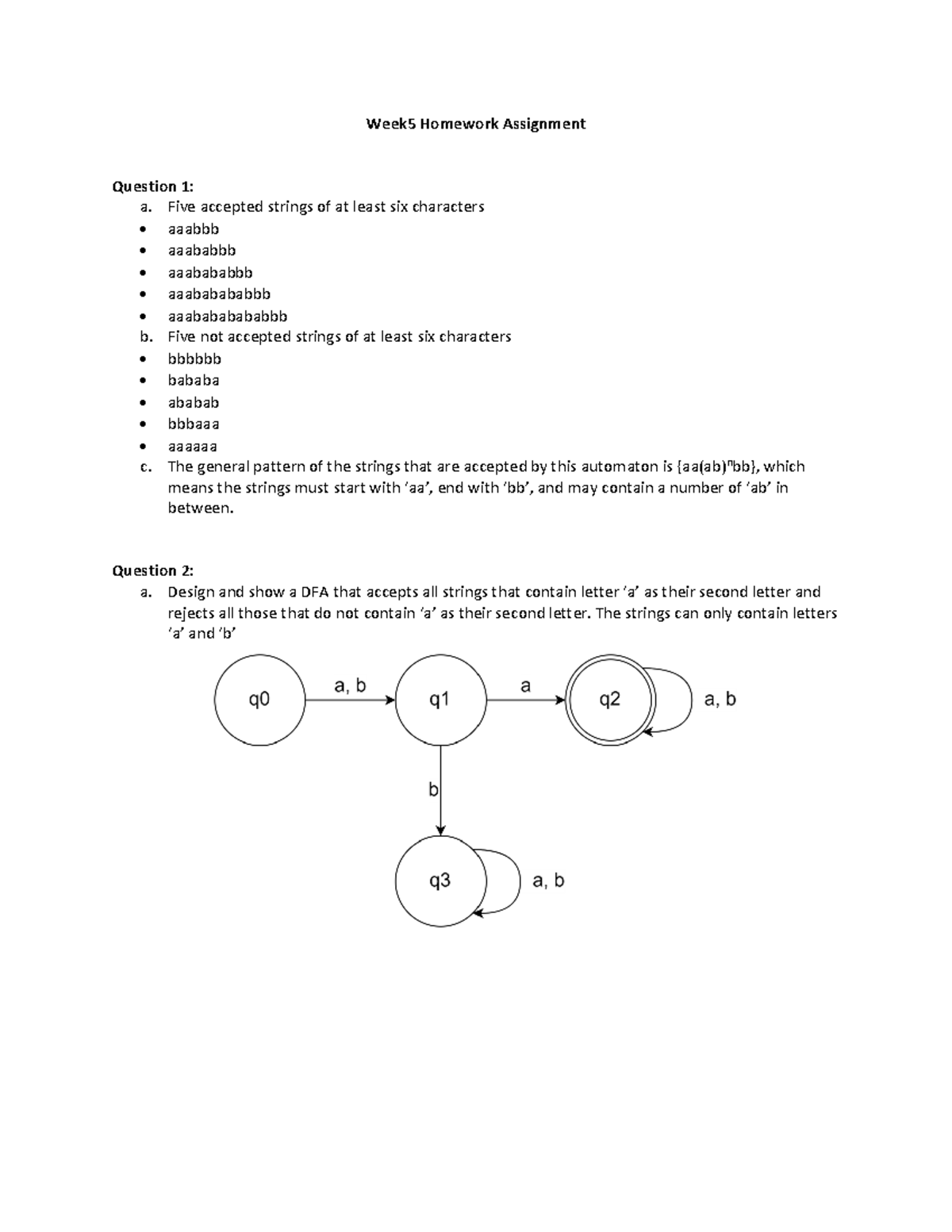 Week 5 assignment - Week5 Homework Assignment Thu Le M Question 1: a ...