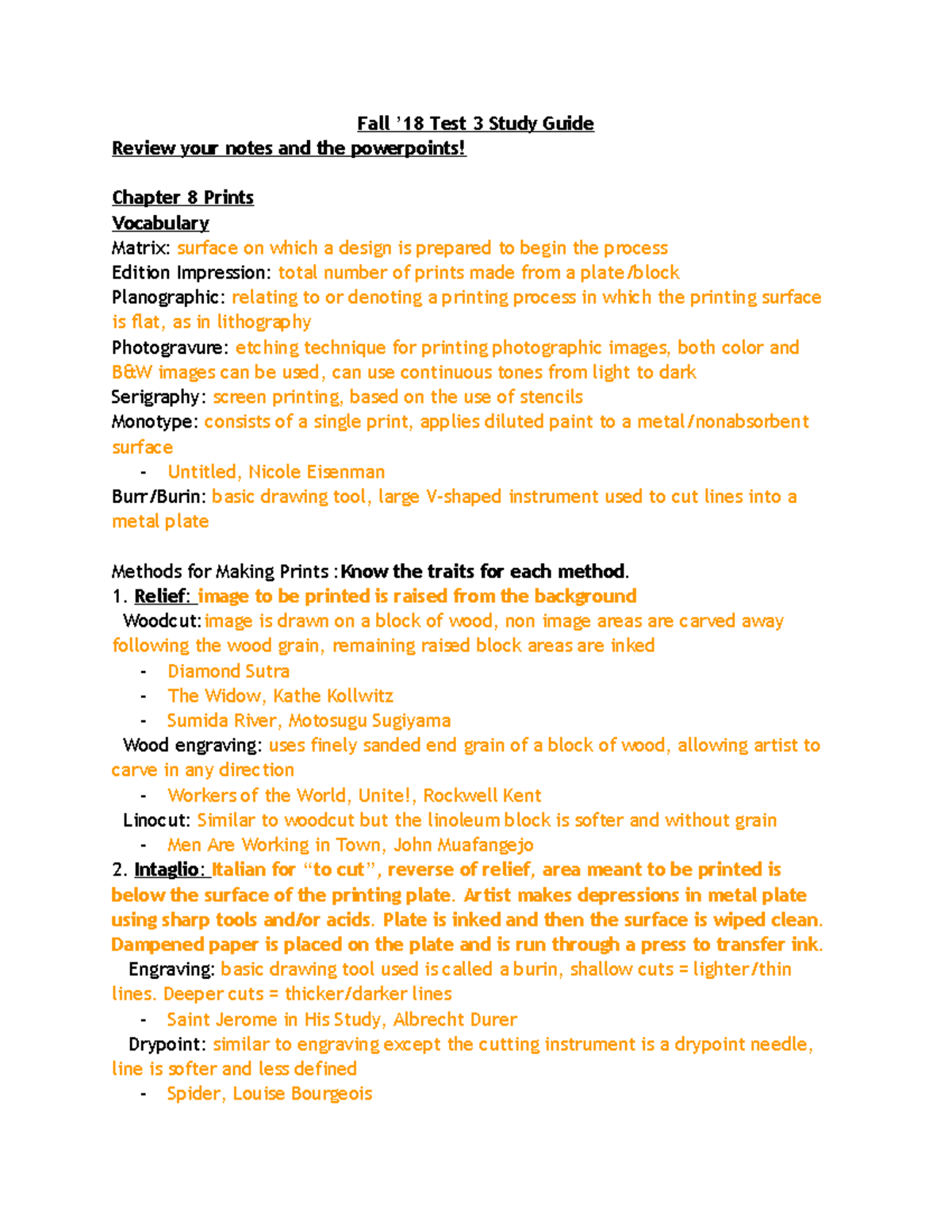 Test 3 Study Guide - Fall Test 3 Study Guide Review your notes and the ...