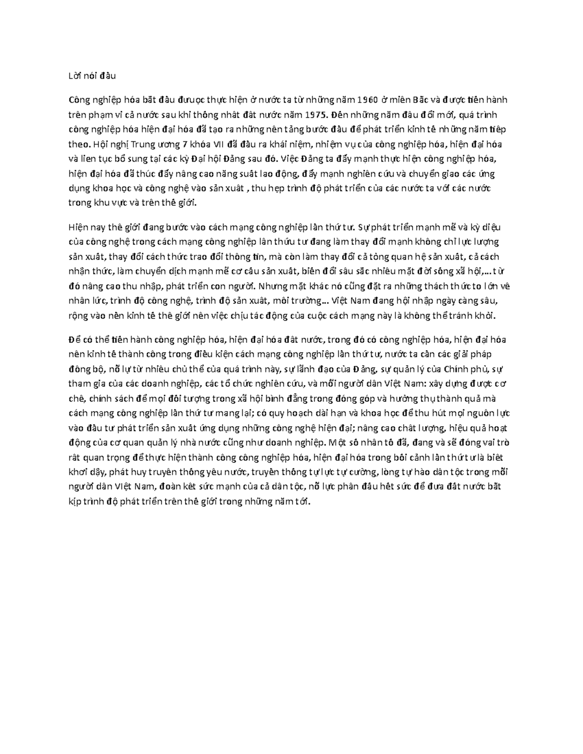 K INH TẾ Chính TRỊ loi mo dau - L i nói đầầuờ Công nghi p hóa bắắt đầầu ...