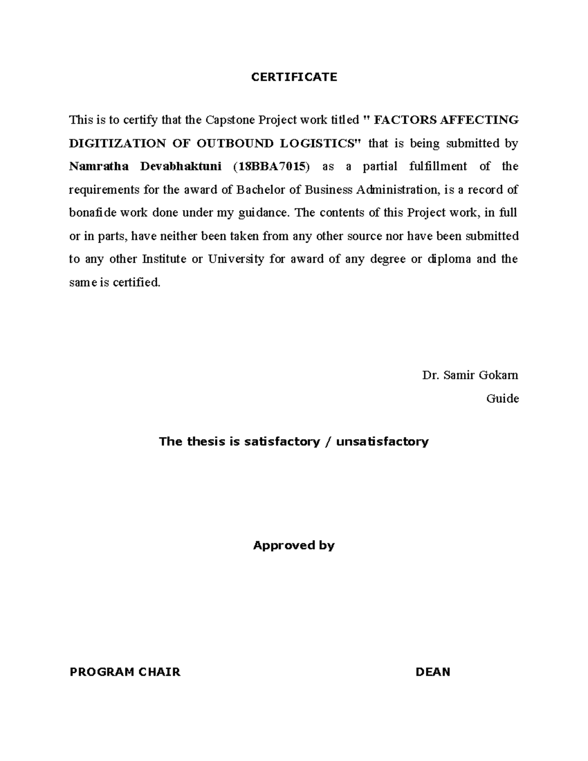 Capstone Project Certificate 18BBA7015 - CERTIFICATE This is to certify ...