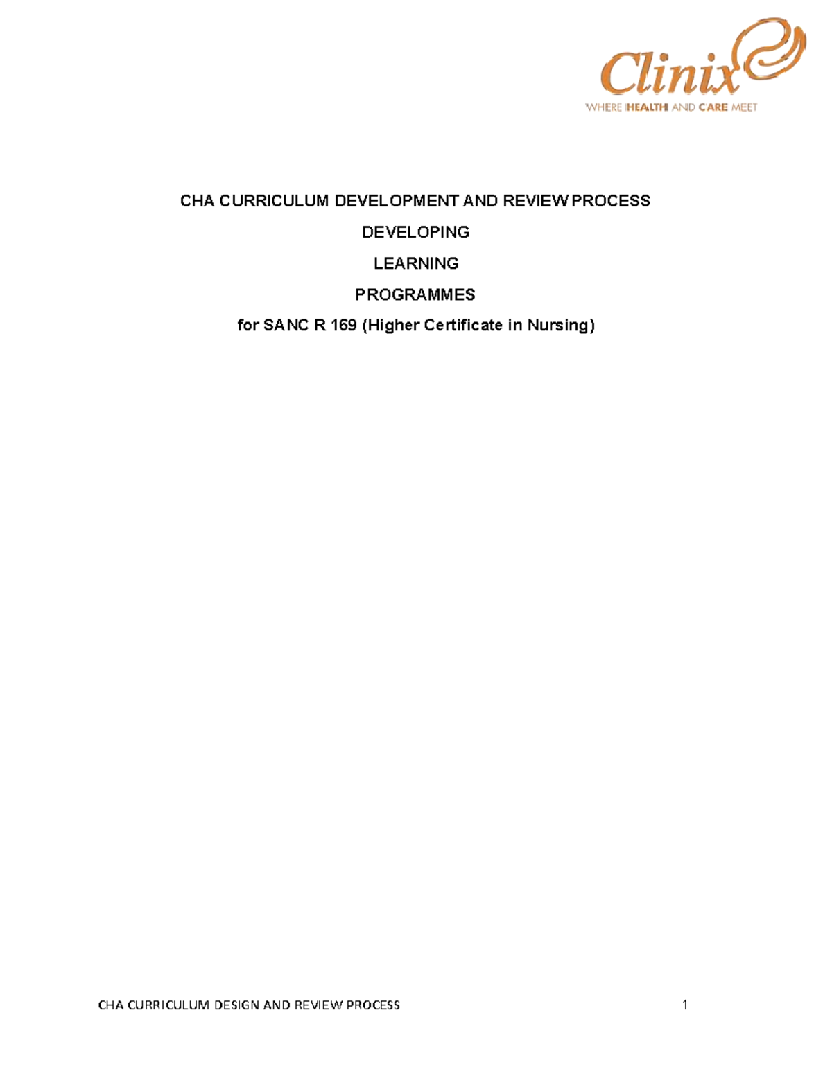 5. Curriculum Development AND Review Process - CHA CURRICULUM ...