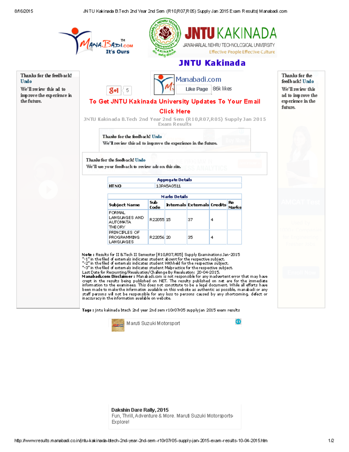 6. 2-2 SUP JAN 2015 - 6. 2-2 SUP JAN 2015 cert - 8/16/2015 JNTU ...