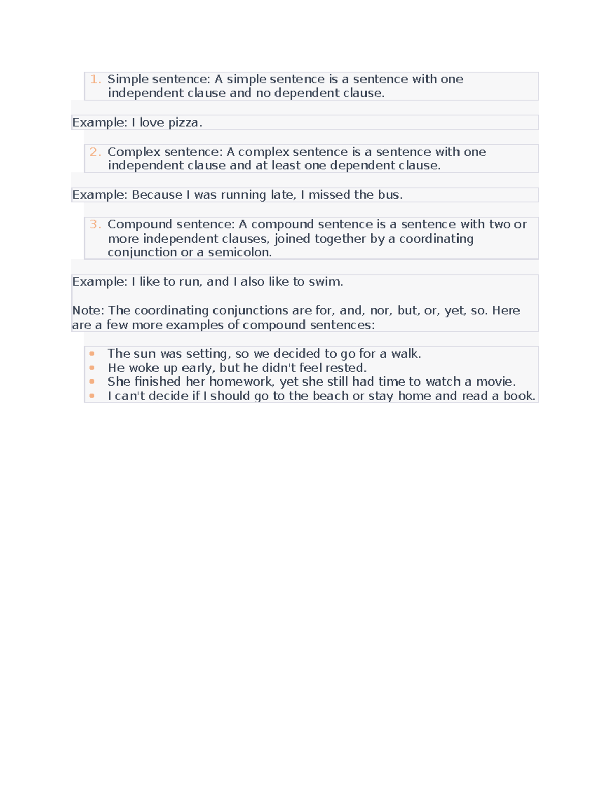 Simple, Complex and Compound sentence - Simple sentence: A simple ...