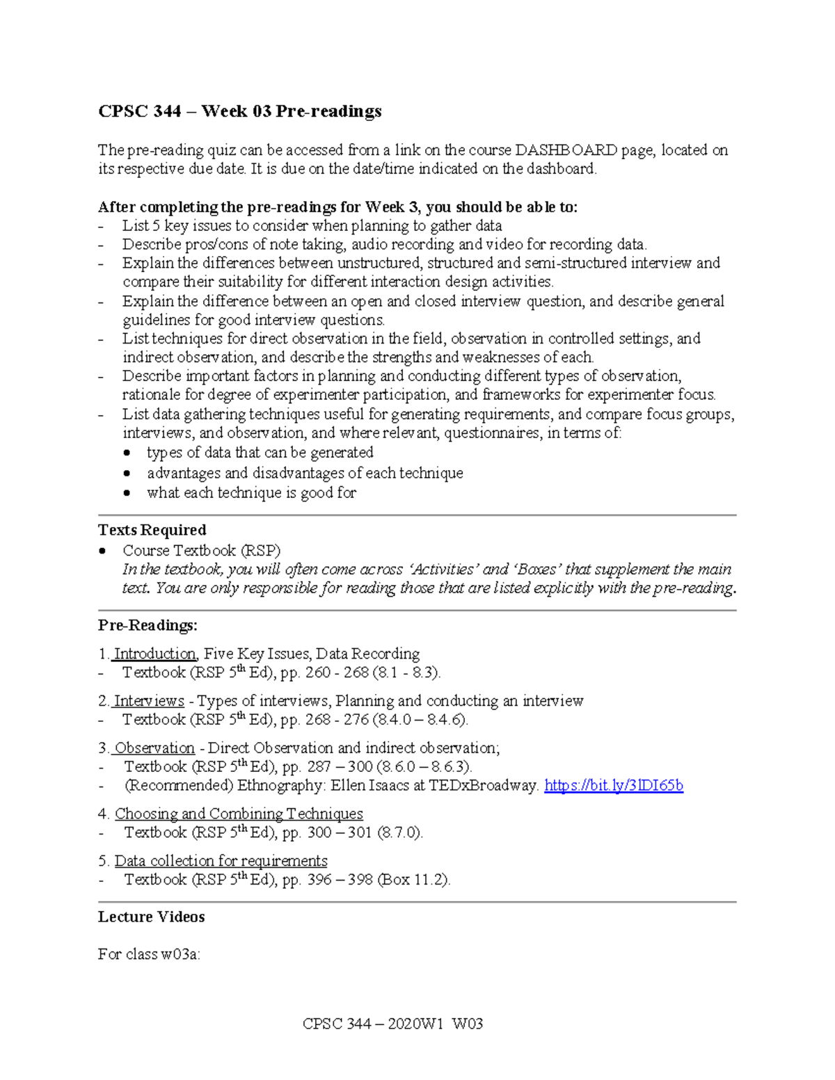 W03 prereading - PRe readings - CPSC 344 – 2020W1 W CPSC 344 – Week 03 ...
