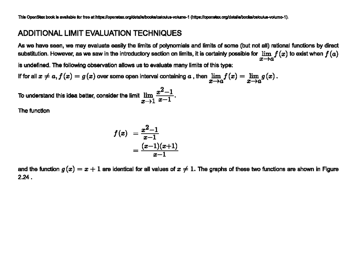 MAT 225 - 1-3 - Additional Limit Evaluation techniques - MAT225 - Studocu