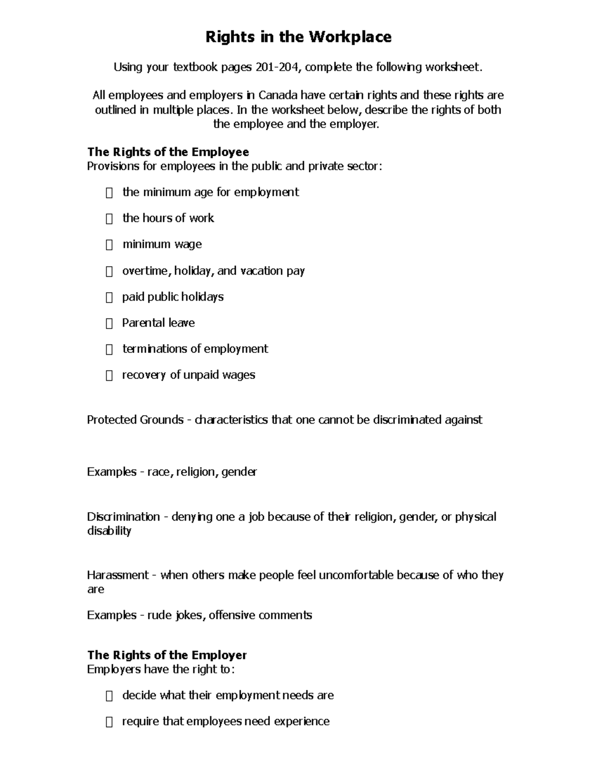 12 - Rights in the Workplace - Rights in the Workplace Using your ...