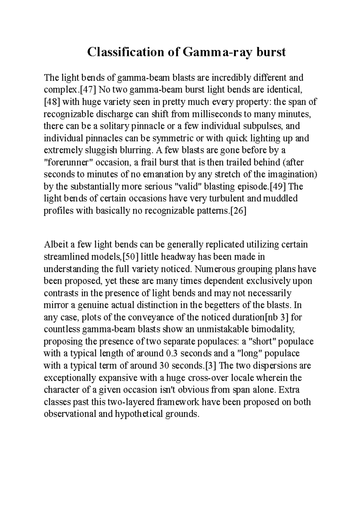Classification of Gamma-ray burst - [47] No two gamma-beam burst light ...