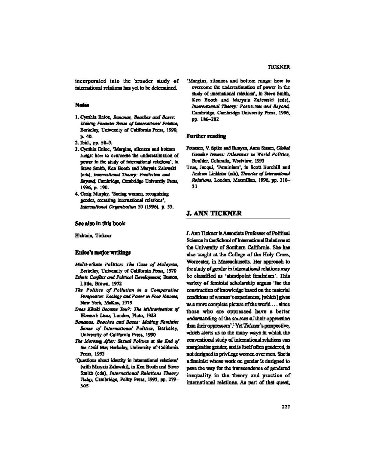 Unit 1.4- J. Ann Tickner - BA 501 - Studocu