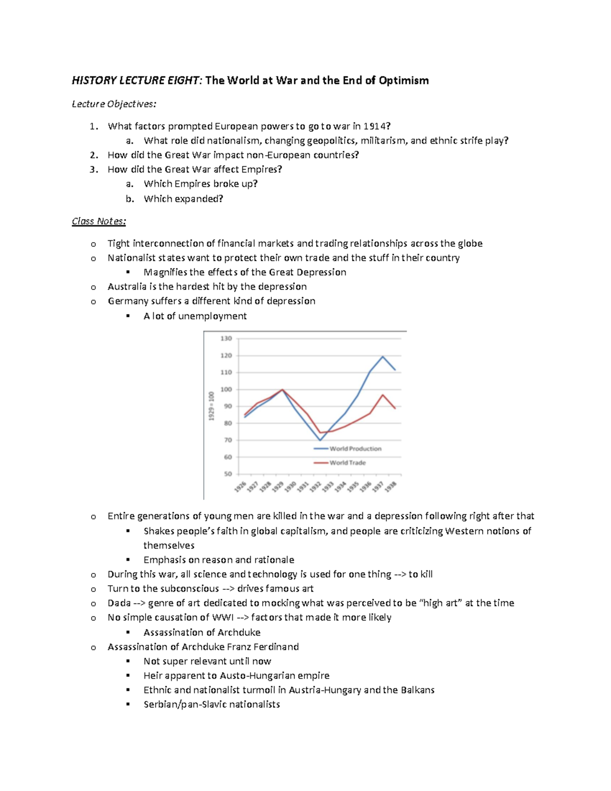 HIS Lecture 8 - The World at War and the End of Optimism - HISTORY ...