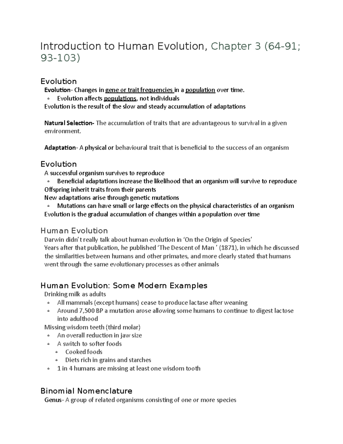 January 21 part 2 - Lecture - Introduction to Human Evolution, Chapter ...