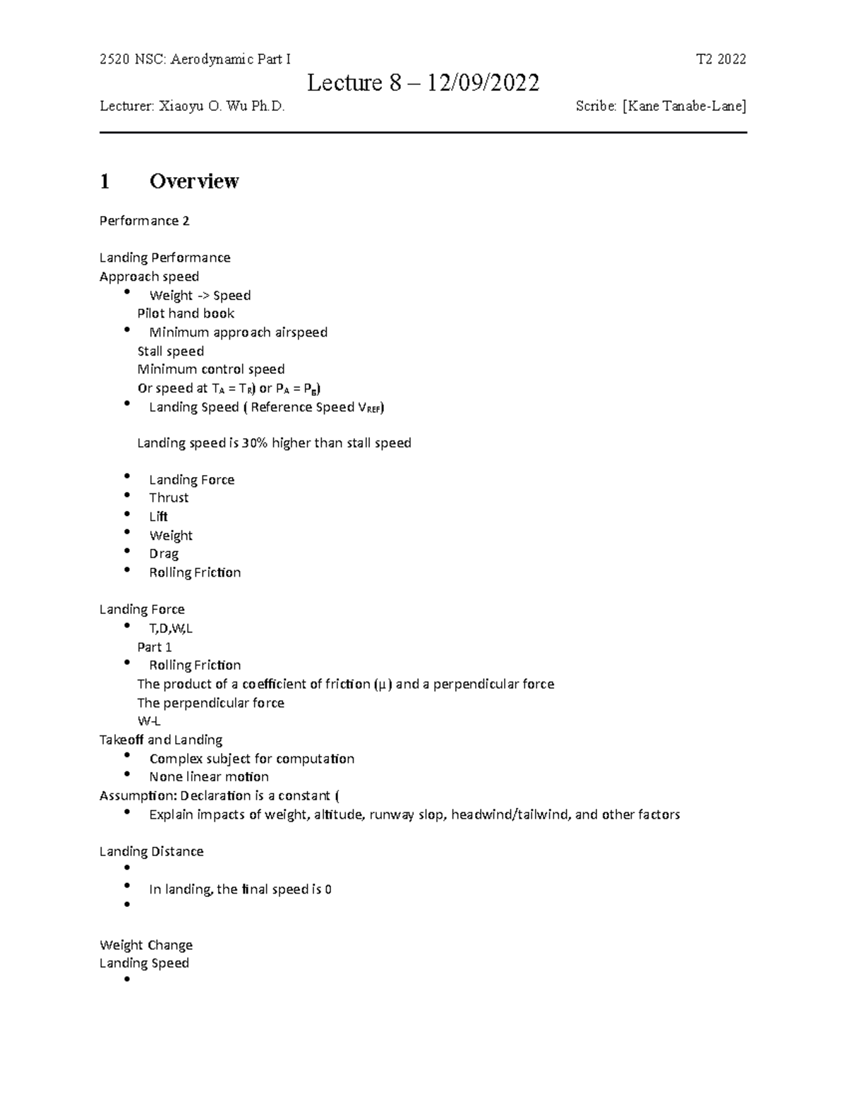 Scribe 8 Kane - Weekly notes taken for the lecture talking about ...