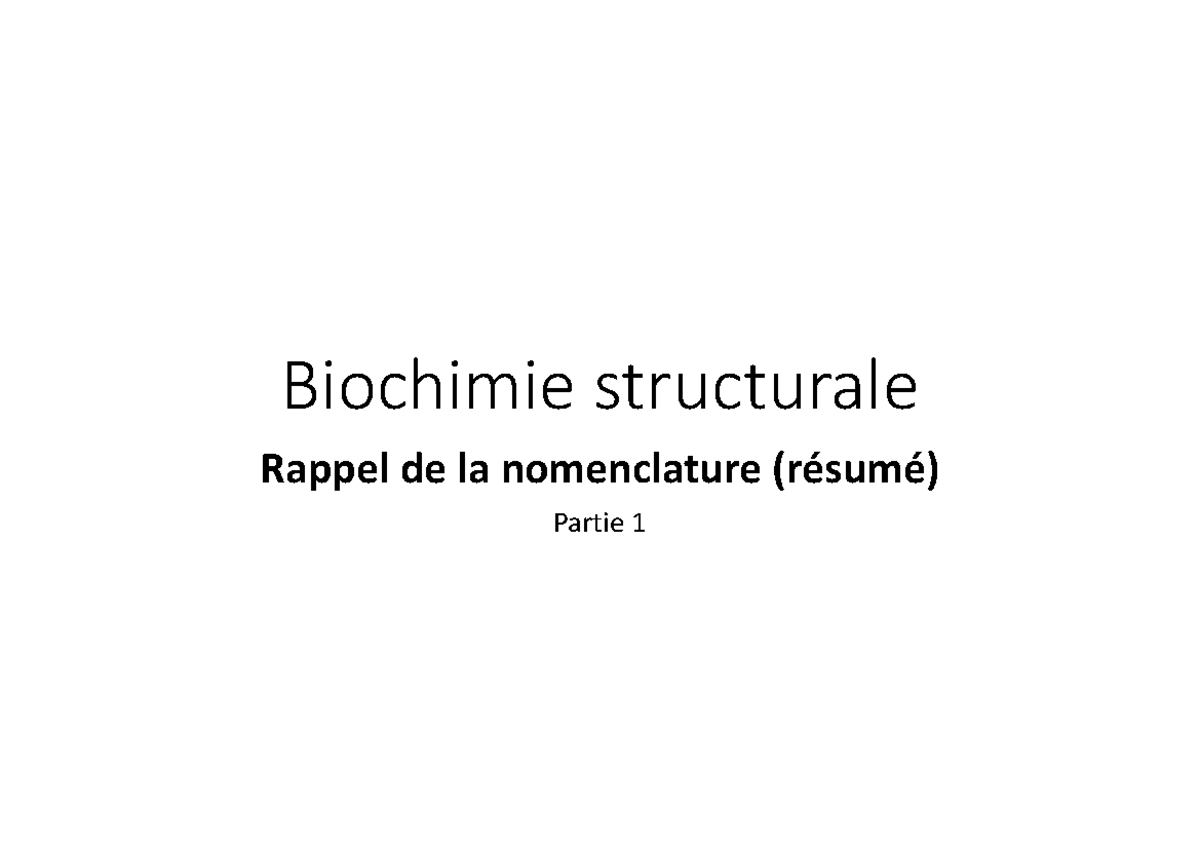 Rappel de la nomenclature - en Chimie organique - Biochimie structurale ...