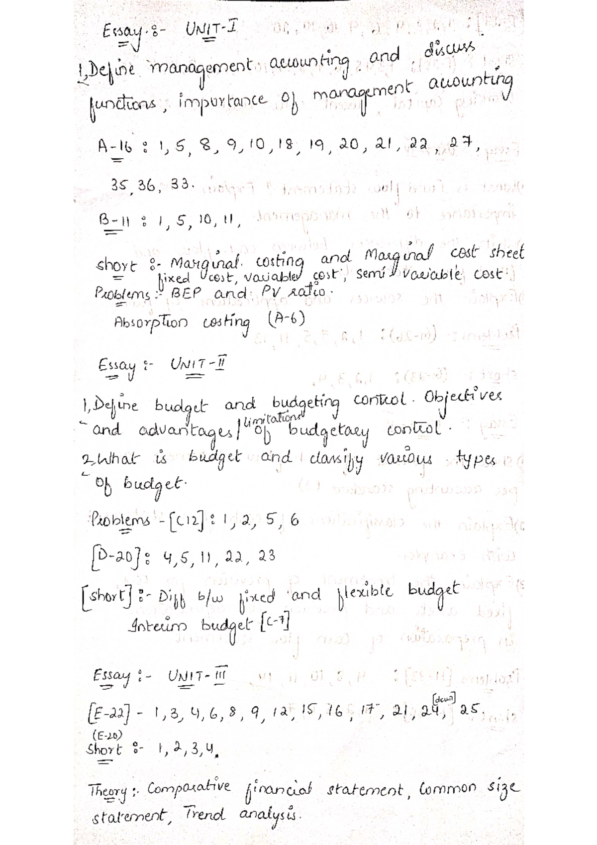 Cost control 6th sem imp - Essay. Define management accounting and discuss functions, importance ...