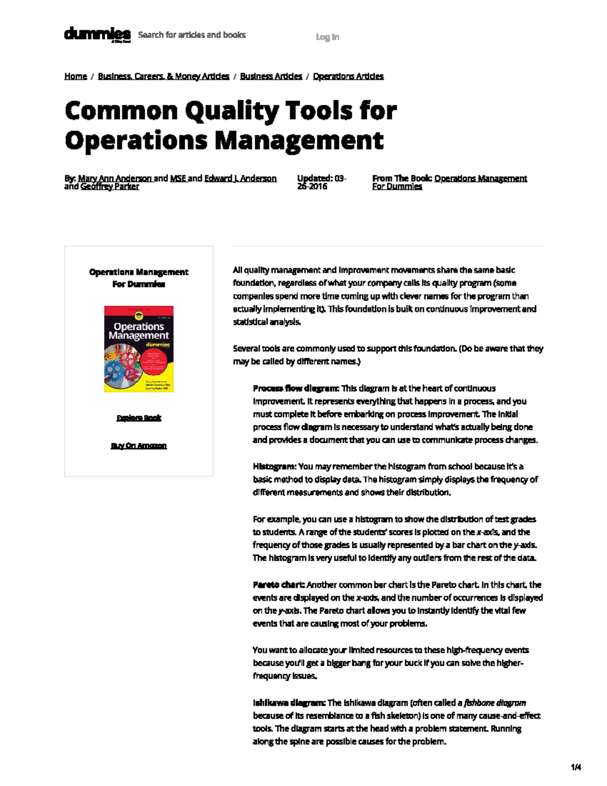 Tool - operations management - Comm 205.3 - Studocu