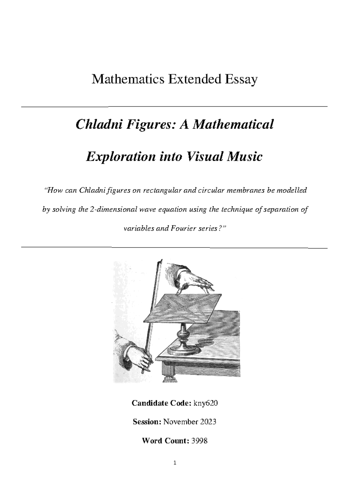 Math AA Extended Essay - Mathematics Extended Essay Chladni Figures: A ...