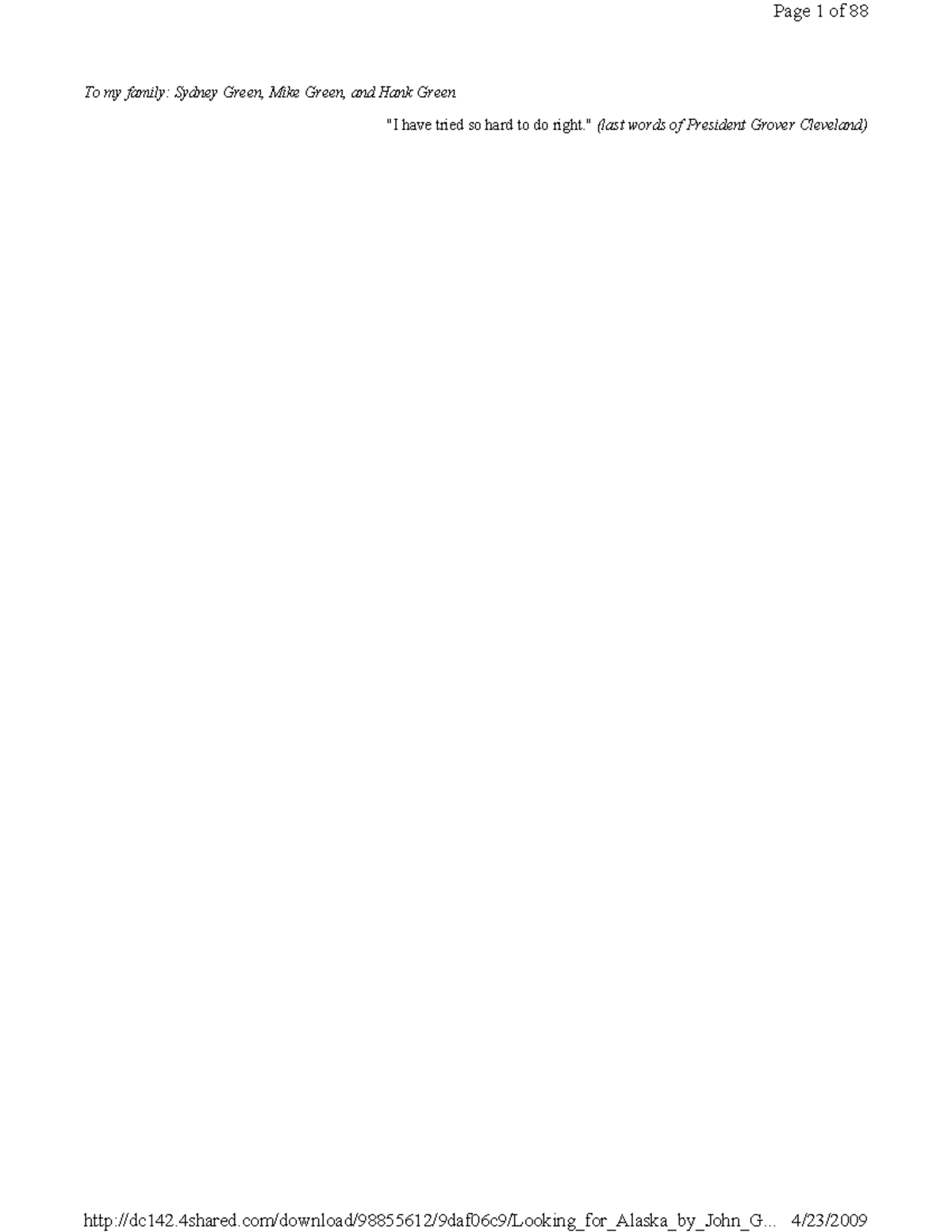 Looking For Alaska by John Green (z-lib - - Studocu