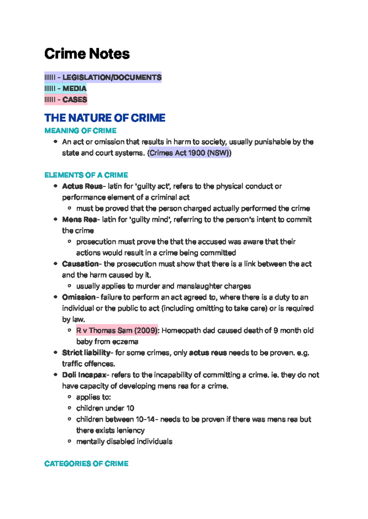 BAND 6 (95) Crime Study Notes - Crime Notes IIIIII - LEGISLATION ...