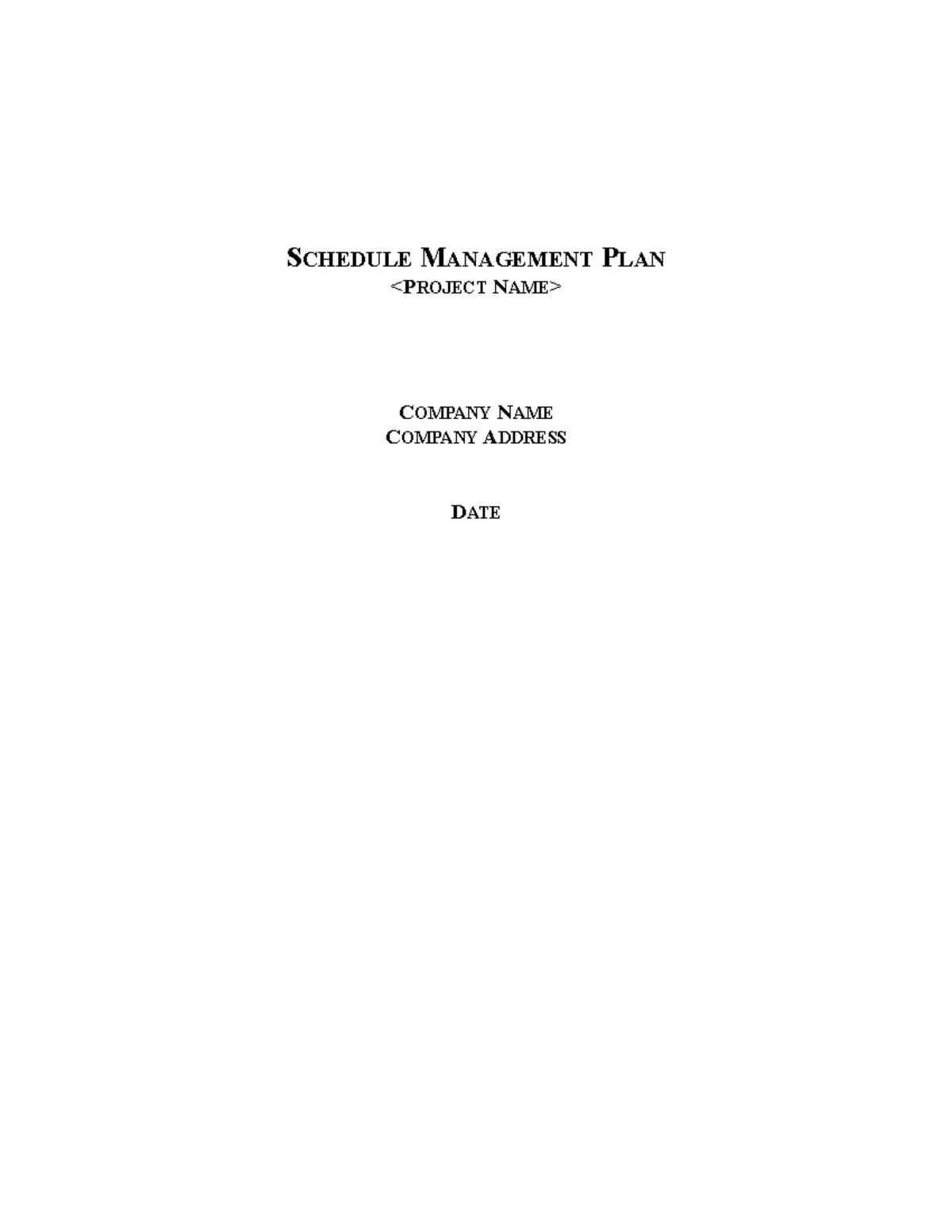 02 Planning - Schedule-Management-Plan - SCHEDULE MANAGEMENT PLAN ...