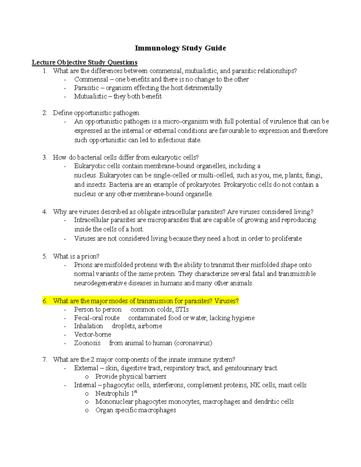 Immune System Study Guide Rev SP2019 - PAS 517 - MCPHS University - Studocu