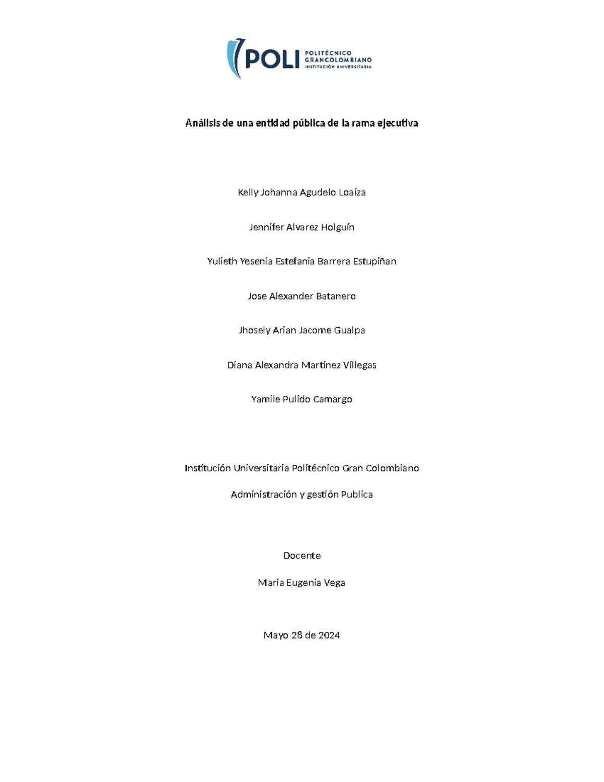 Análisis de una entidad pública de la rama ejecutiva - Análisis de una ...