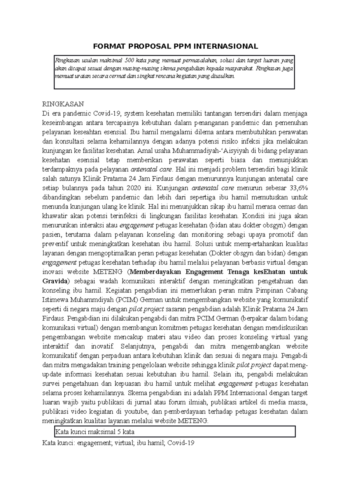 Format Proposal Pengabdian Kemitraan Masyarakat PPM Internasional ...