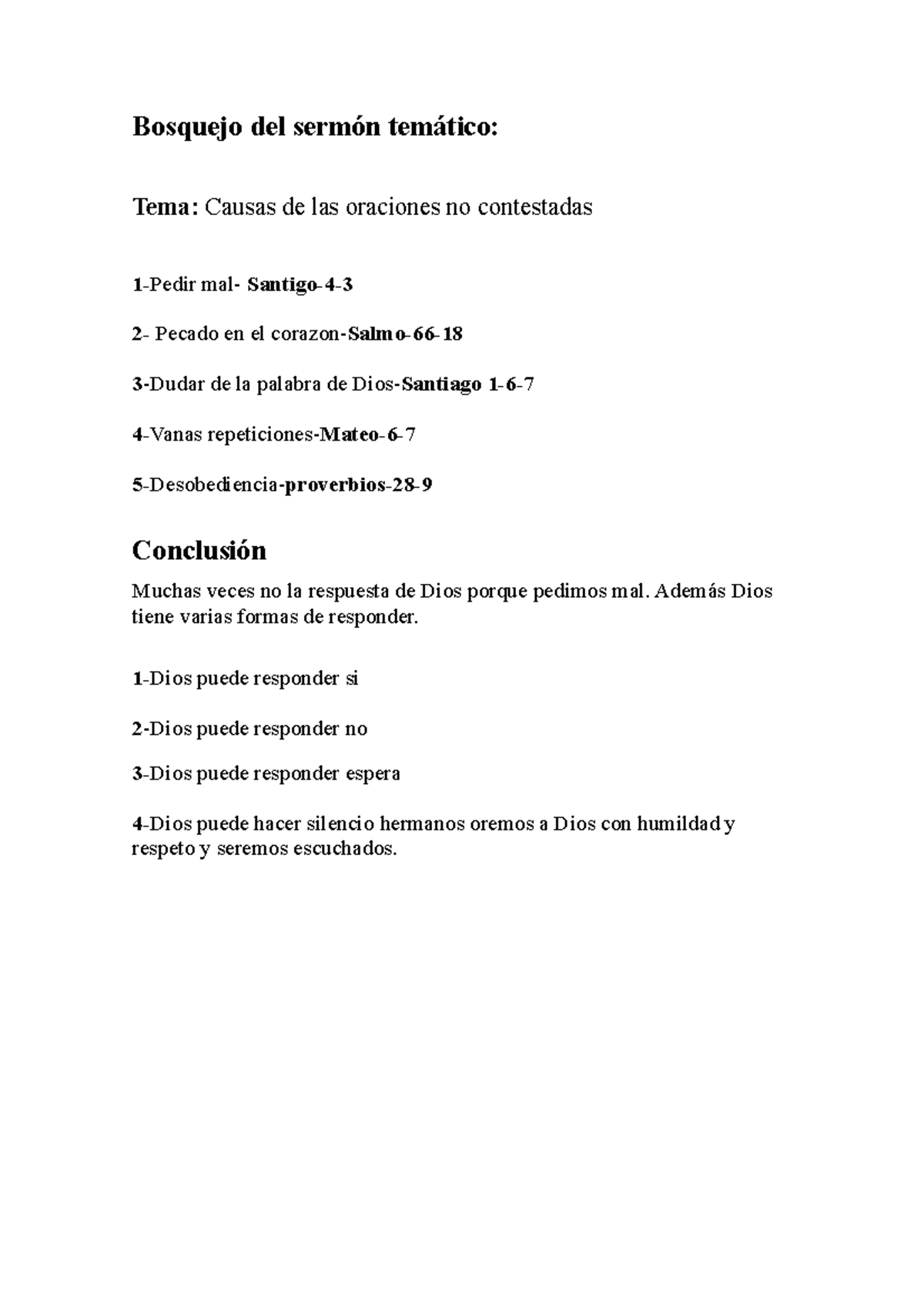 Bosquejo del sermon tematico - Bosquejo del sermón temático: Tema ...