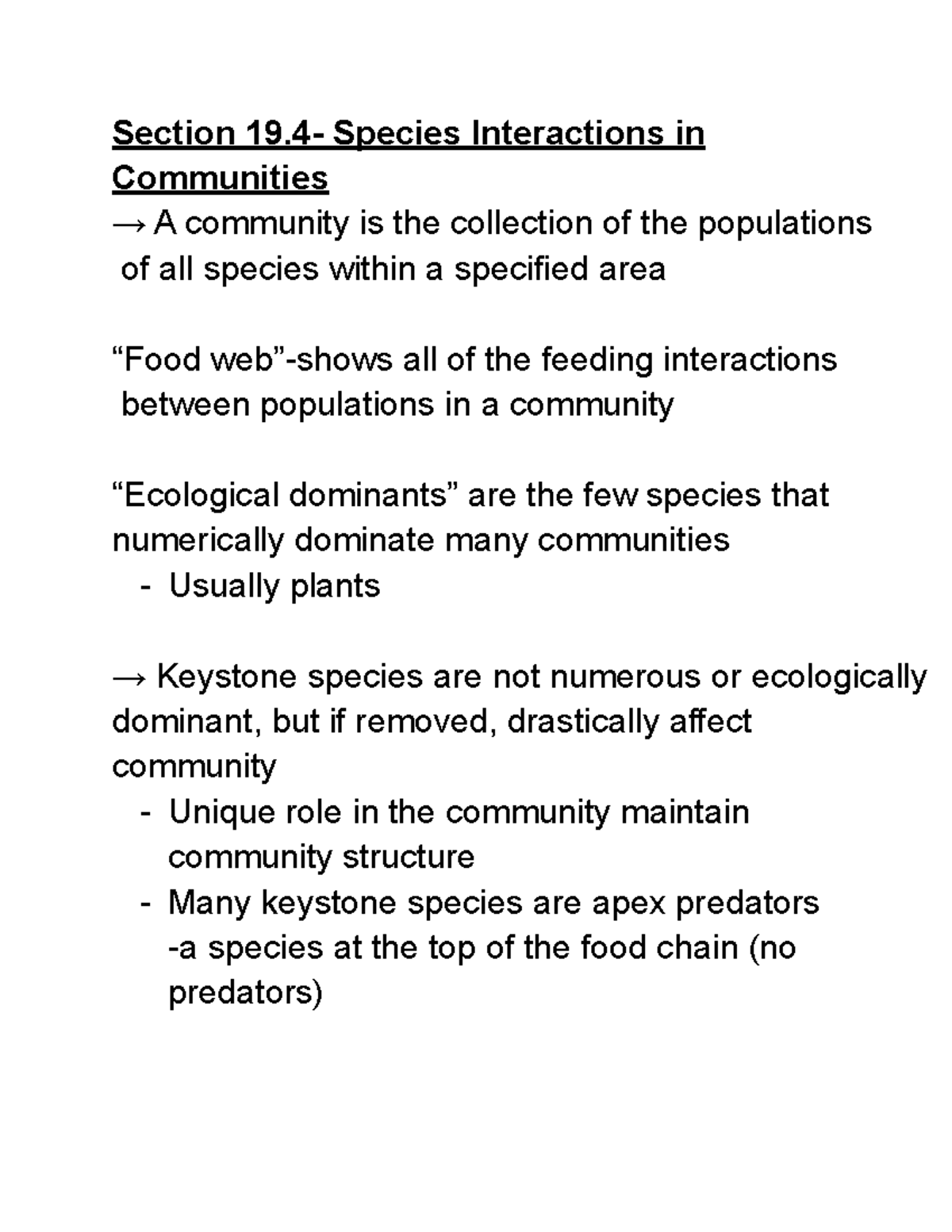 Chapter 19 Section 4-Species Interactions in Communities - Section 19- Species Interactions in ...