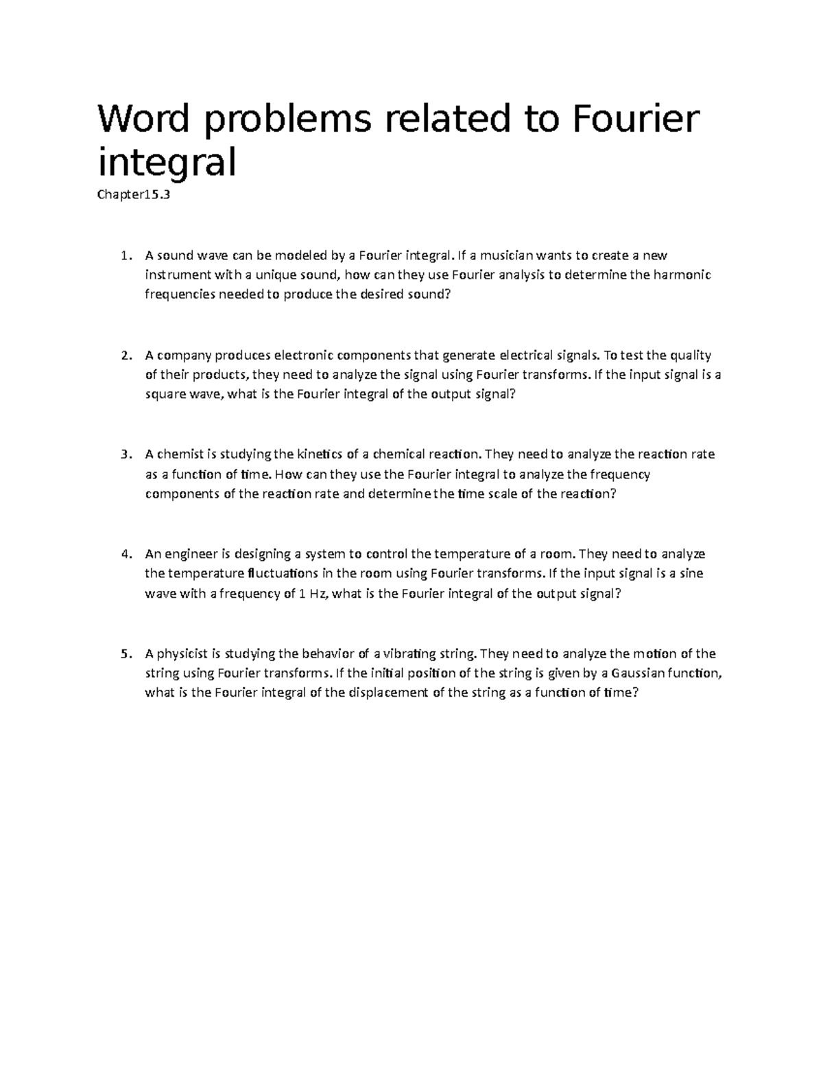 Word problems related to Fourier integral - Word problems related to ...