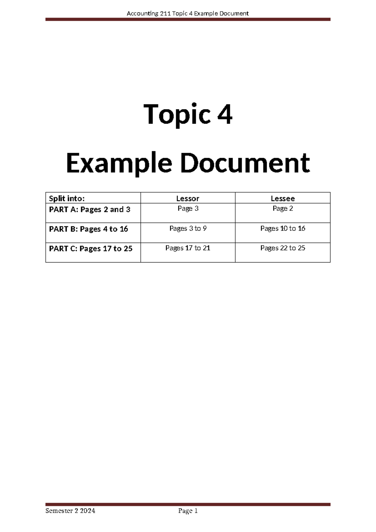 Topic 4 Example Document - Topic 4 Example Document Split into: Lessor ...