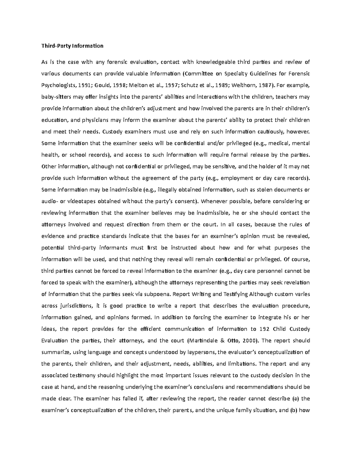 Third-Party Information - , 1997; Schutz et al., 1989; Weithorn, 1987 ...
