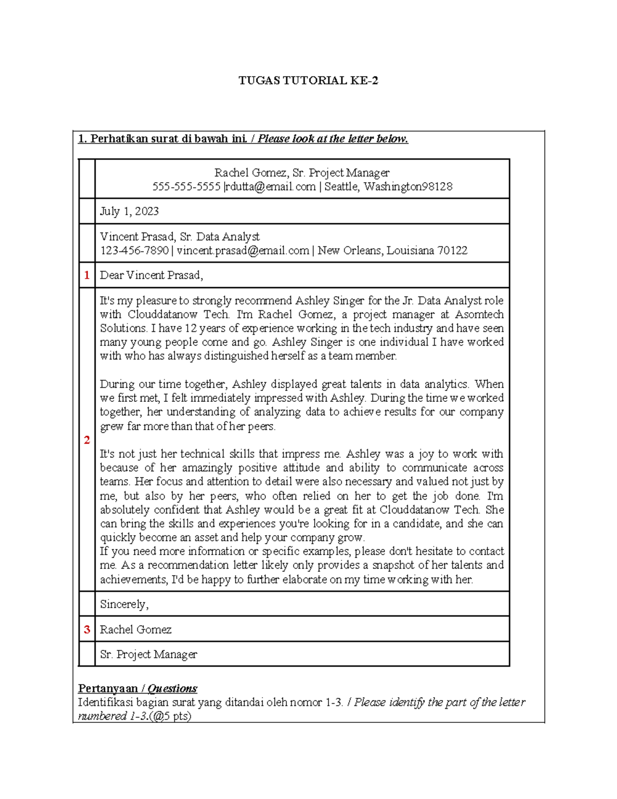 Tugas Tutorial 2 Bahasa Inggris - TUGAS TUTORIAL KE- 2 Perhatikan surat ... Tugas Tutorial 2 Bahasa Inggris - TUGAS TUTORIAL KE- 2 Perhatikan surat ...