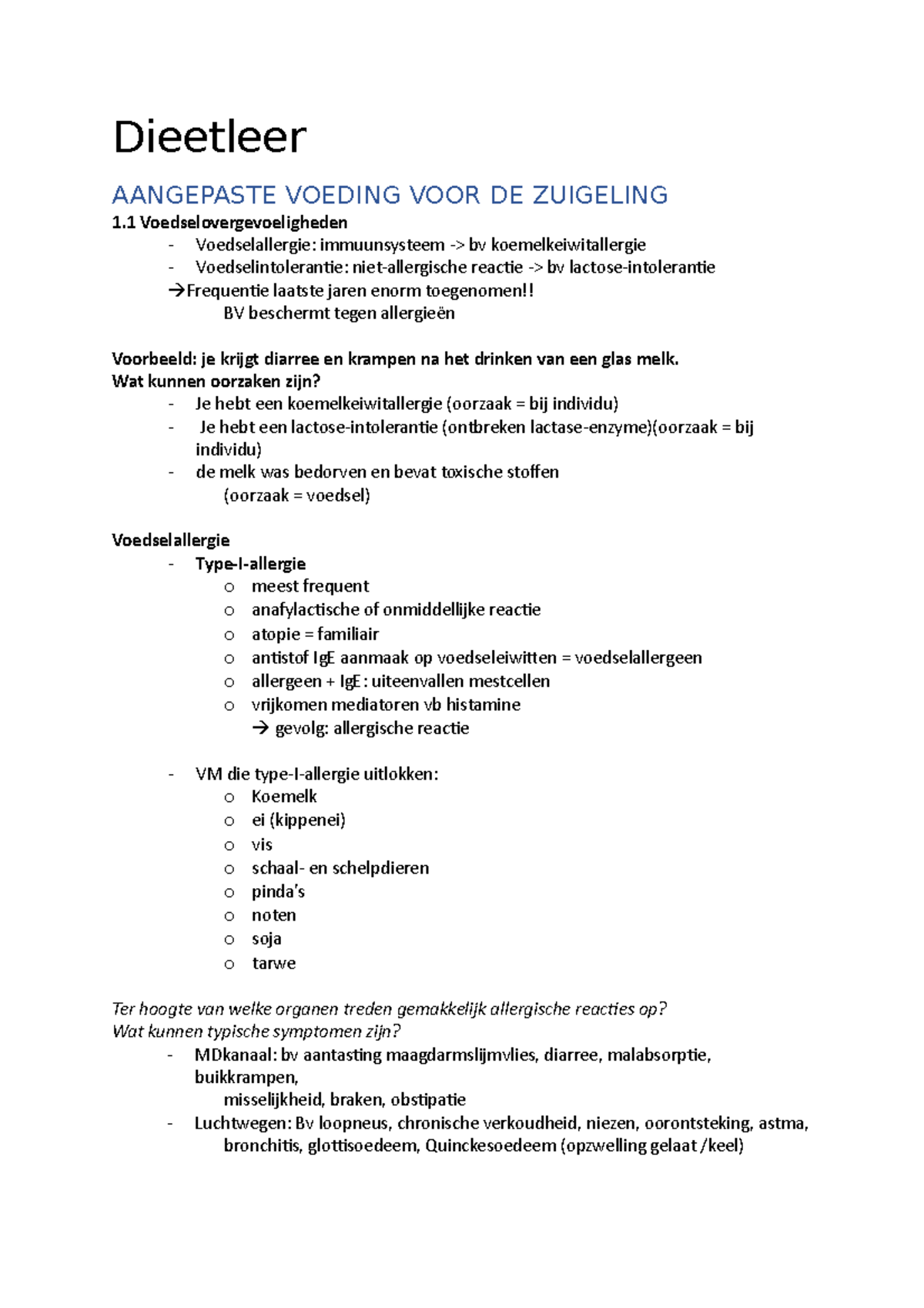Samenvatting dieetleer - Algemene pathologie en dieetleer - Thomas More ...