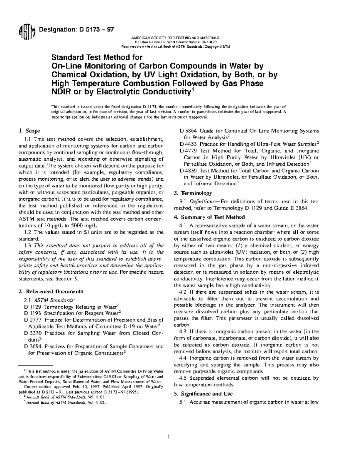 D5173 - astm - Designation: D 5173 – 97 Standard Test Method for On ...