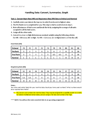 Assignment One part 2 - STAT-2126EG - Laurentian - Studocu