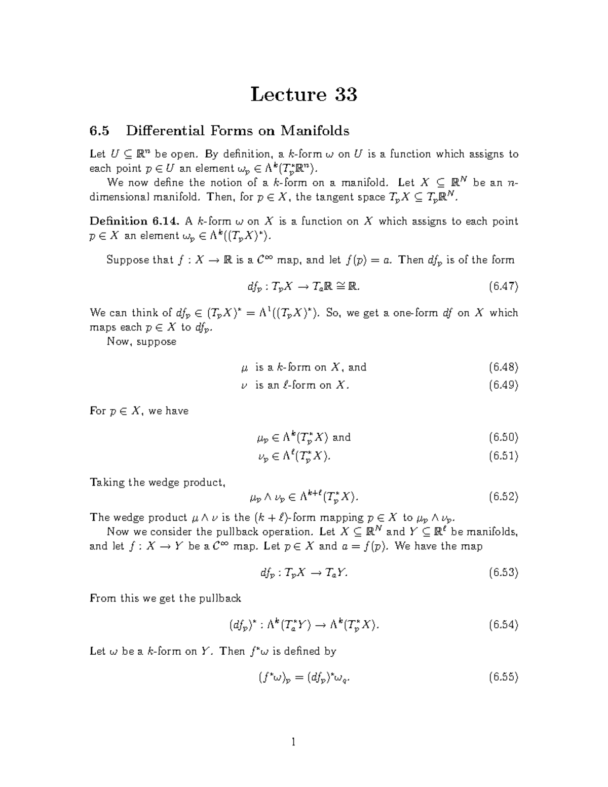 Differential Forms on Manifolds - By definition, a k-form ω on U is a ...