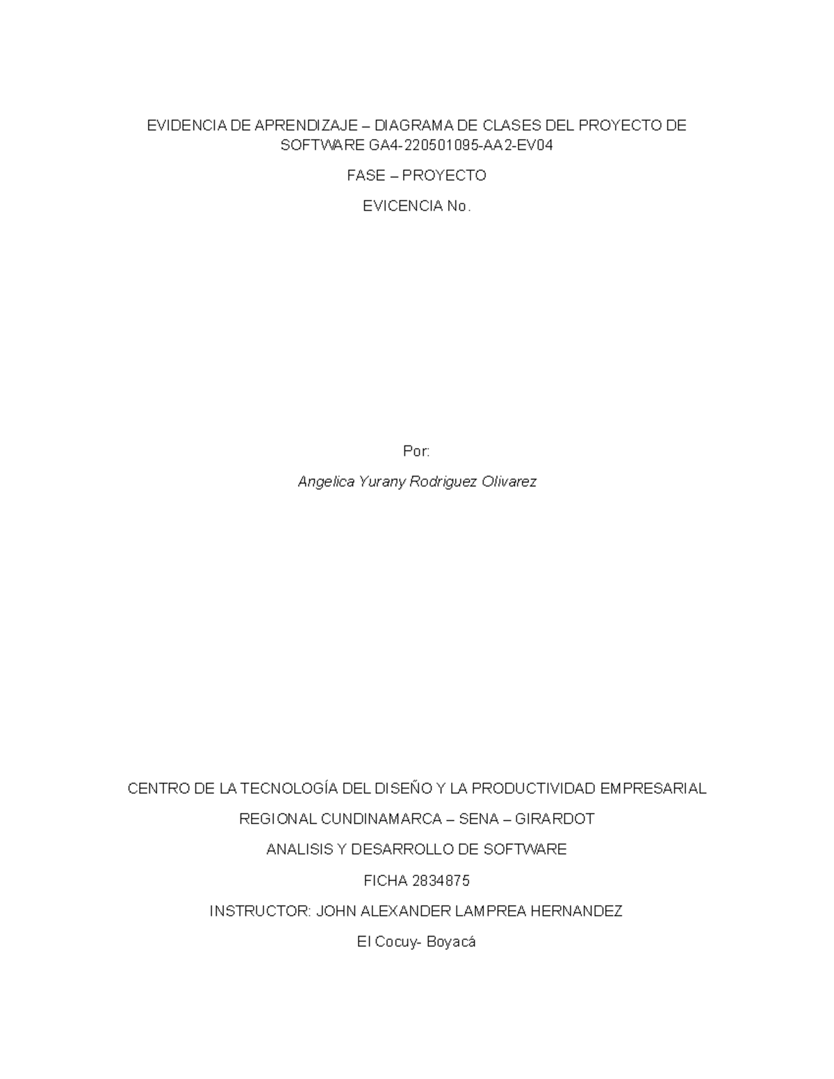 Diagrama DE Clases DEL Proyecto DE Software GA4-220501095-AA2-EV04 - EVIDENCIA DE APRENDIZAJE ...